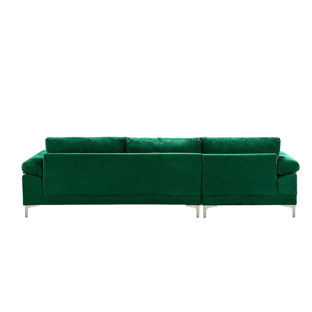 Casa Andrea Milano Modern Sectional Sofa L Shaped Velvet Couch, with Extra Wide Chaise Lounge