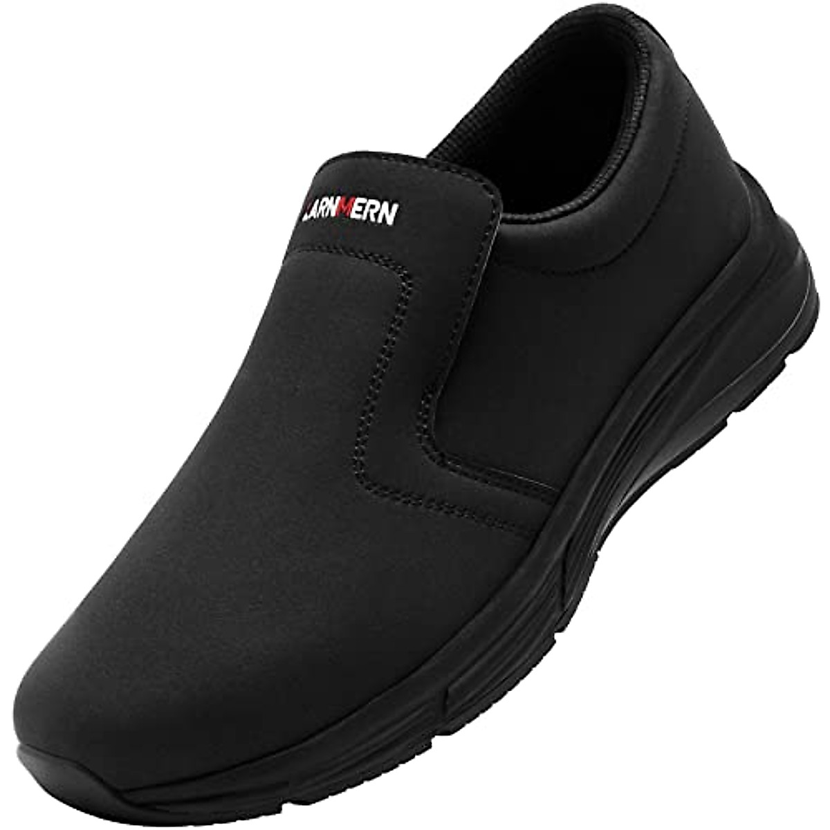 LARNMERN Non Slip Shoes for Women Food Service Work Sneakers Waterproof Nursing Shoes Slip Resistant Chefs Kitchen Restaurant Footwear Comfort Slip On Walking Shoe Black