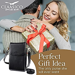 Classico Small Crossbody Phone Purse for Women - Crossbody Bag Wallet for Phone, Cards, Accessories (Medium, Black)