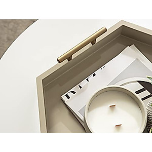 Kate and Laurel Lipton Modern Hexagon Tray, 18 x 18, Sand, Midcentury Decorative Serving Tray for Storage and Display