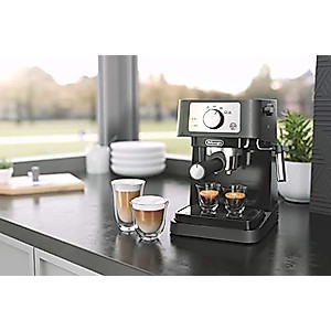 De'Longhi Stilosa Manual Espresso Machine, Latte & Cappuccino Maker, 15 Bar Pump Pressure + Milk Frother Steam Wand, Black / Stainless, EC260BK, 13.5 x 8.07 x 11.22 inches