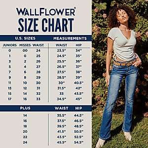 WallFlower Women's Luscious Curvy Bootcut Mid-Rise Insta Stretch Juniors Jeans (Standard and Plus), Jenna, 18 Plus Long