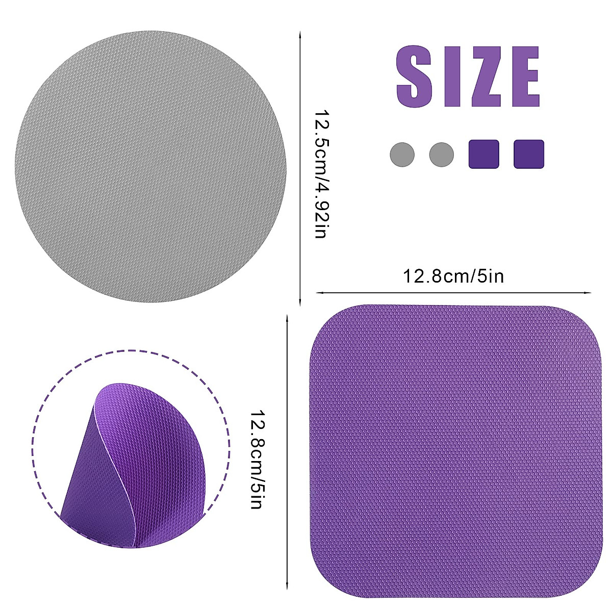 4pcs Jar Opener Gripper Pads, Rubber Jar Grippers Multi-function Jar Opener for Seniors with Weak Hands Kitchen Coasters (Grey, Purple)