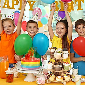 3 Tier Woodland Cardboard Cupcake Stand Wild Round Cupcake Tower Display Wood Grain Cupcake Holder Birthday Party Dessert Tower Decor Supplies