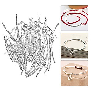 Artibetter 200pcs Tube Beads Twist Long Noodle Tube Spacer Beads for DIY Jewelry Making Necklace Bracelet Spacer Beads Copper Silver