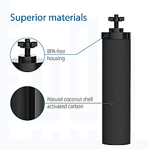 NSF/ANSI 372 Certified Water Filter, Replacement for Berkey® BB-9-2 Black Purification Elements and Berkey® Gravity Filter System, Pack of 2
