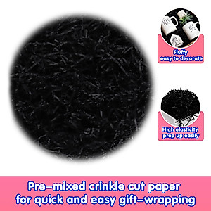 LOMIMOS 250g/8.8oz Halloween Black Raffia Paper Confetti Shred,for Gift Wrapping Craft DIY Packaging Filling Party Decoration