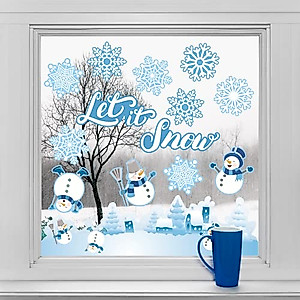 NBjiuyin 48 Pieces Winter Snowman Snowflakes Cutouts with Glue Point Dots Assorted Bule Winter Cartoon Accents Cutouts for School Classroom Bulletin Board Home Decorations (CB-02)