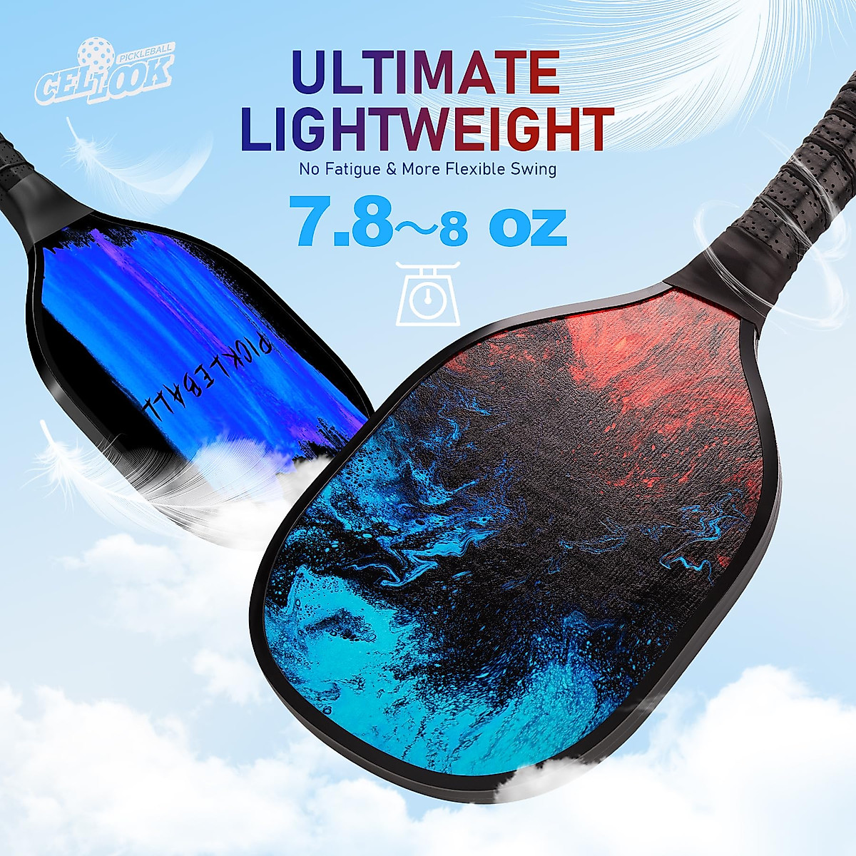 CELLOOK Pickleball Paddles Set of 4, Wooden & Honeycomb Core Pickle Ball Rackets, 4 Pickle Balls, 4 Cooling Towels & Pickleball Bag, Gifts for for Adults Kids Beginners (Dazzling)