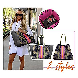 IBEE Large Neoprene Tote Bag for Women Big Womens Beach Tote Bag Foldable Pool Tote Bag Shoulder Bag for Travel Vocation