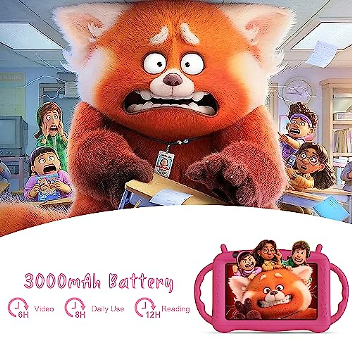 Kids Tablets 7in Android 11 Tablet for Kids Age 3-12,Quad Core 2GB RAM 32GB ROM Toddler Tablet with Shock-proof Case,Parental Control, Pre-installed Kids Educational APP,HD Screen,Dual Camera(Red)