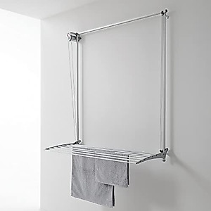 foxydry Wall Mounted Clothes Drying Rack, Pulley Clothes Airer Wall, Vertical Drop Down Laundry Drying Rack (80)