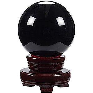Juvale Small Black Obsidian Sphere, Decorative Crystal Ball with Stand for Meditation, Healing, Feng Shui, Gothic-Style Home and Office Table Decorations (80mm/3.1 in)
