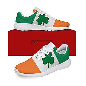 St. Patrick's Day Irish Flag Shamrock Shoes for Men Women Running Sneaker Comfortable Lightweight Tennis Shoes Gifts for Sister,US Size 9.5 Women/8 Men