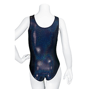 Destira Gymnastics Leotards for Girls, Hollywood - Premium Hologram Fabric w/Dazzling Rhinestone Crystals - Dance, Cheer, Yoga, & More, Child Medium (8)