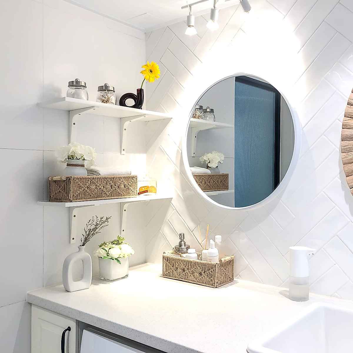 Mkono 4 Pcs Macrame Storage Baskets Boho Desk Accessories