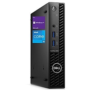 Dell Optiplex 3000 MFF Business Desktop, 12th Gen Intel Core i5-12500T, 16GB RAM, 512GB SSD, HDMI, RJ-45, Wired KB&Mouse, Displayport, Wi-Fi 6, Windows 11 Pro, Black