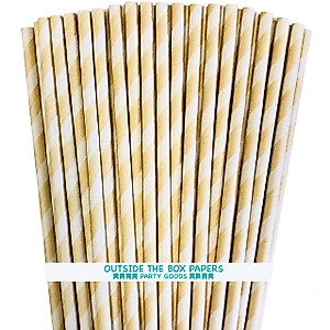 Paper Straws - Kraft Brown - Stripe - 7.75 Inches - 100 Pack Outside the Box Papers Brand