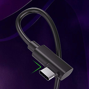 VR Streaming Link Cable Compatible for Oculus Quest, Cuxnoo Virtual Reality Headset Cable Angle USB 3.2 Gen1 C-C High-Speed Data Transfer, Fast Charging Cord, 15FT Black