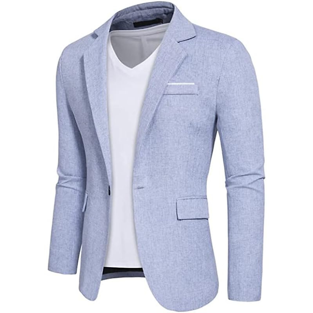 MMCICI Mens Casual Blazer Sport Coat Lightweight One Button Business Jackets Blue