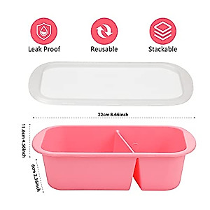 Landmore Meal Prep Containers 20 Pack 33oz 2 Compartment Food Storage Containers with Lids, Bento Box, BPA Free, Stackable/Reusable Lunch Boxes, Microwavable, Freezer and Dishwasher Safe Pink