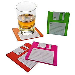 Floppy Disk Retro Silicone Drink Coaster-Floppy Disk, A Set of 6 for Desktop Protection and Prevent Furniture Damage, Small to-Do Notepad