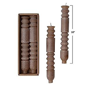 Creative Co-Op Unscented Totem Taper Box, Set of 2, Cappuccino Candles, 2" L x 2" W x 10" H, Brown, 2 Count