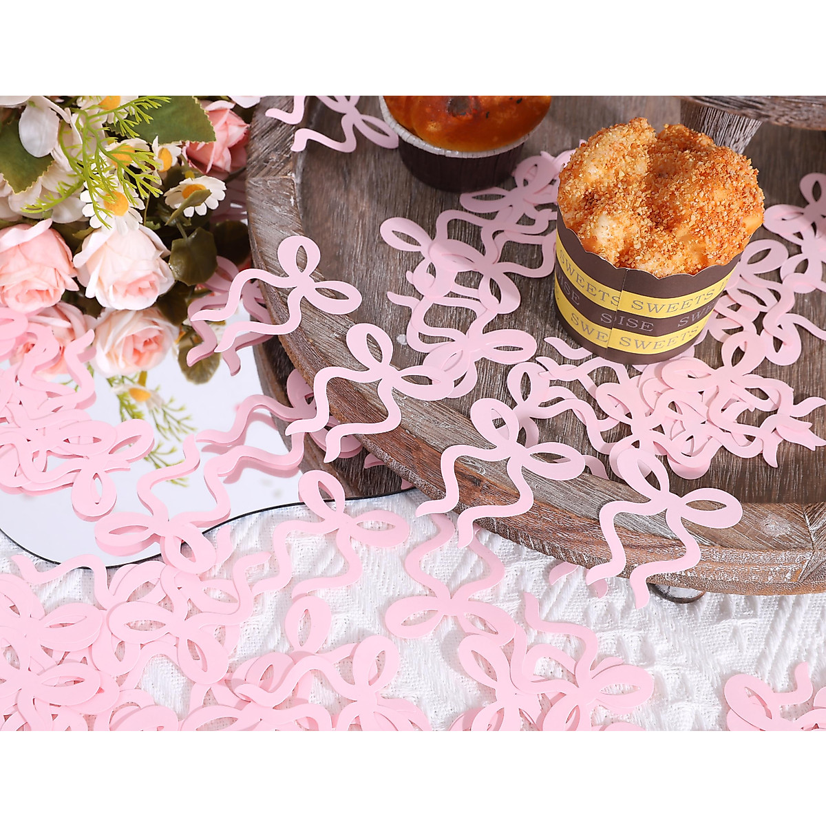 Pink Bow Confetti - She's Tying The Knot Bachelorette Party Confetti,Bow Bridal Shower Decorations,Tying The Knot Bridal Shower