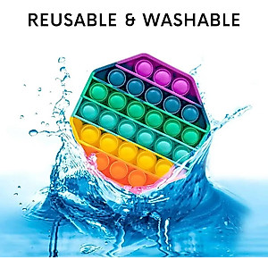 Fidget Sensory Toy Its Pushit Pop Bubble - Rainbow Games, Stress Toys, 3 Packs for Children and Adults Fidget Stress Relief - 3 Shapes Fidget It - Circle Square Octagon