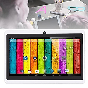 Tablet, 7inch 8GB ROM Quad Core CPU Tablet for Kids, Puzzle Early Education Tablet Kids Tablet, Support WiFi, Dual Camera, Gifts for Children (White)