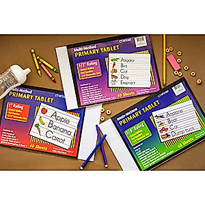 Top Flight Multi-Method 3rd Grade Primary Tablet, 1/2 Inch Ruling, Bond Paper, 11 x 8.5 Inches, 40 Sheets (56419), White