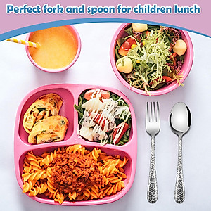 E-far Toddler Forks and Spoons Set, 10-Piece Stainless Steel Toddler Utensils Kids Safe Silverware for Self Feeding, Healthy & Non-Toxic, Dishwasher Safe