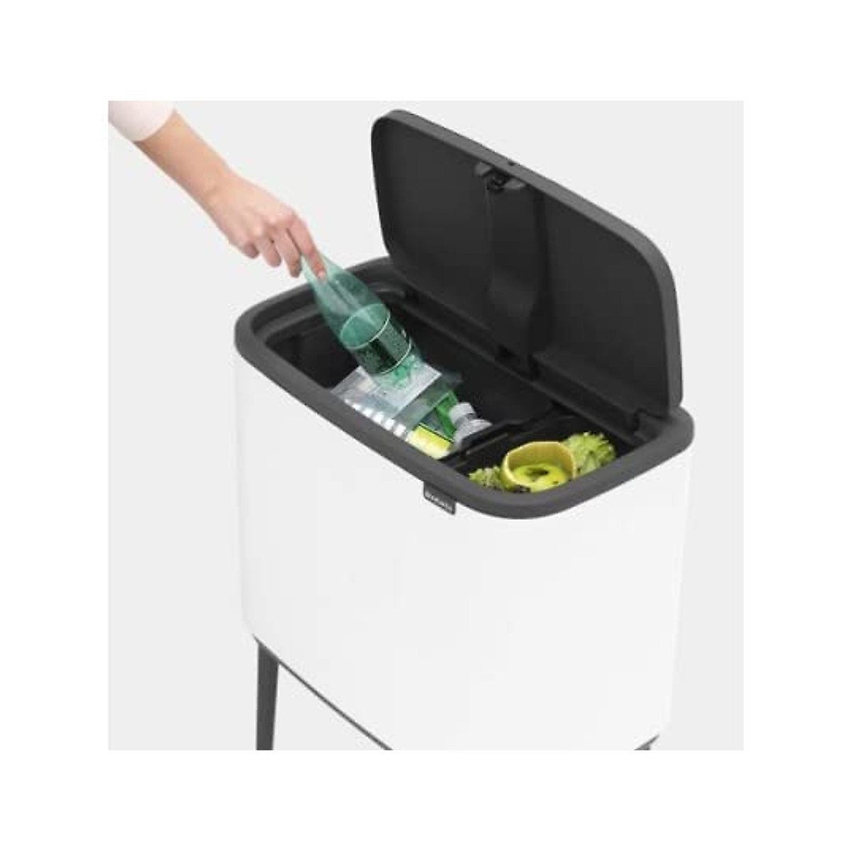Brabantia 313547 Bo Touch Trash Can Recycling, with 2 Inner Buckets, 3 + 6 gallon/11 + 23 Liter