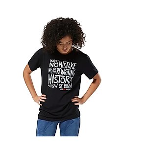 Reebok Womens Rewriting Graphic T-Shirt, Black, Small