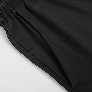 SMIDOW Jean Shorts with Rhinestone Fringe Shorts for Women Bermuda Cotton Linen Knee Length Drawstring Pocket Shorts Pants Solid Long Shorts Below The Knee Black XL