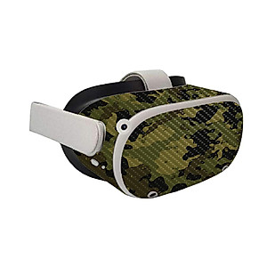 MightySkins Carbon Fiber Skin Compatible with Oculus Quest 2 - Green Camouflage | Protective, Durable Textured Carbon Fiber Finish | Easy to Apply | Made in The USA