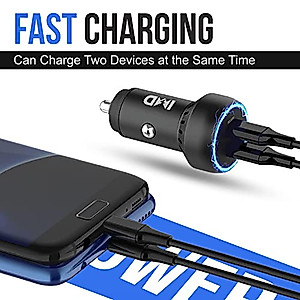 USB Type-C Car Charger Car Accessories – 60W Dual Ports Type-C Cell Phone Charger – Lighter USB Charger Compatible with iPhone, Samsung, Tablet – Fast Charge and Reliable Connection
