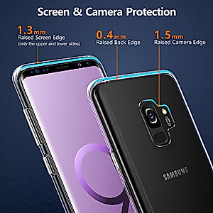 Rayboen for Samsung Galaxy S9 Case Crystal Clear Non-Slip Shockproof Protective Cover Hard PC Back & Soft TPU Frame Slim Sumsung Galaxy S9 Phone Case
