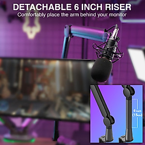 Sensic SA-30 Microphone Boom Arm, 360° Rotatable Mic Stand with 6 inch riser, Microphone Holder with 1/4", 3/8" and 5/8" Adapters, Professional Microphone Arm with Accessories, Mic Boom Arm Black