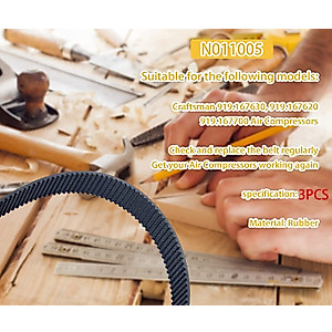 D55146 D55167 D55168 Drive Belt A12210 N011005 Air Compressor Drive Belt Compatible for Dewalt Porter Cable Craftsman Devilbiss - 3 Pack