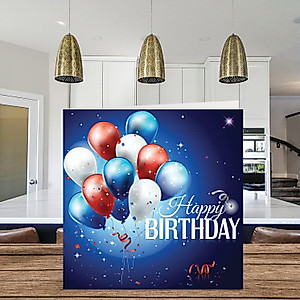 Fun Birthday Cards for Men Women - Red White & Blue Birthday Balloons - Happy Birthday Card for Mom Dad Papa Brother Sister Son Daughter Grandma Grandpa, 5.7 x 5.7 Inch 30th 40th 50th Greeting Cards