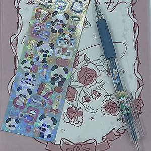 LIGHUFEIC Cartoon Pattern Retractable Knife Pen,Precision Paper Cutter Pen Craft Cutting Tool Paper Pen Cutter Knife with Tool Pocket Clip and Ten DIY stickers, 6 PACK