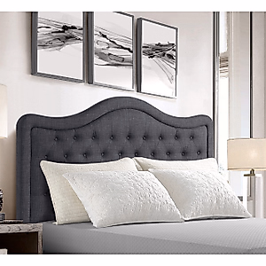 Rosevera Givana Rosever Upholstered Tufted Headboard with Adjustable Height for Bedroom, Queen, Linen Gray