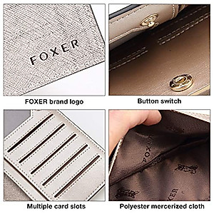 FOXLOVER Slim Thin Leather RFID Blocking Credit Card Holder Bifold Genuine Leather Clutch Wallets for Women (golden)