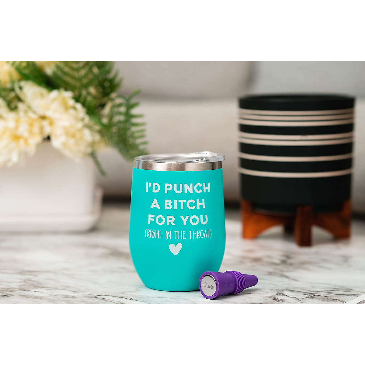 I'd Punch a Bitch For You Tumbler - Bad Assed Women Gifts - BFF Gifts for Women - Birthday Wine Glass – Funny Wine Glasses for Women – Funny Wine Tumblers – BFF Gifts – Sister tumbler - Bestie Gifts