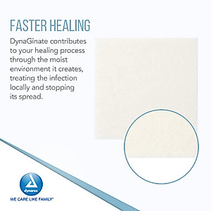 Dynarex DynaGinate Calcium Alginate Wound Dressing - Sterile, Non-Stick Topical Wound Pads - Absorbent Gel Patches for Moderate to High Exuding Cuts - for Medical & Home Use - 2"x 2", Box of 10