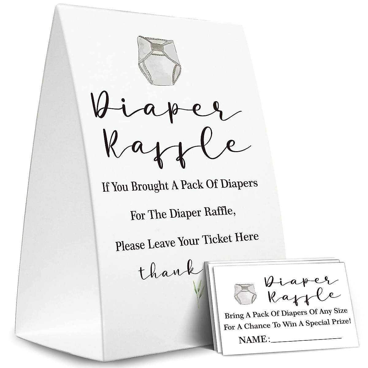 Tesedupoole Diaper Raffle Sign,Diaper Raffle Baby Shower Game Kit (1 Standing Sign + 50 Guessing Cards),Baby Showers Decorations,Card for Baby Shower Game to Bring a Pack of Diapers-N04