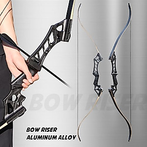 D&Q 58'' Recurve Archery Bow and Arrow Set for Adults Beginners, Black Hunter Aluminum Alloy Takedown Bow for Right Hand.(Black, 70lb)