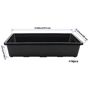MAHIONG 14 Pack 15 x 12 Inch Seed Starter Trays, Plastic Garden Mesh Bottom Plant Germination Trays, Black Growing Tray for Seedling, Microgreen, Soil Blocks, Wheatgrass, Hydroponic and Fodder Systems