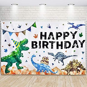 Watercolor Dinosaur Backdrop - Dinosaur Birthday Party Decorations for Boys 73'' x 43'' Outdoor Photography Background Party Supplies Large Wall Banner Room Decor